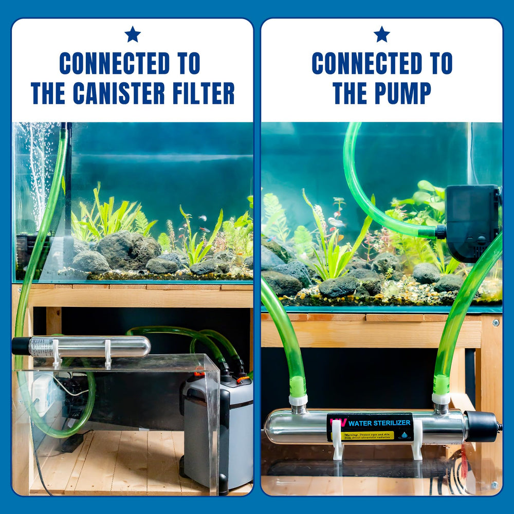 12W Stainless Steel Inline UV Light Clarifier for 500 Gallon Koi Pond