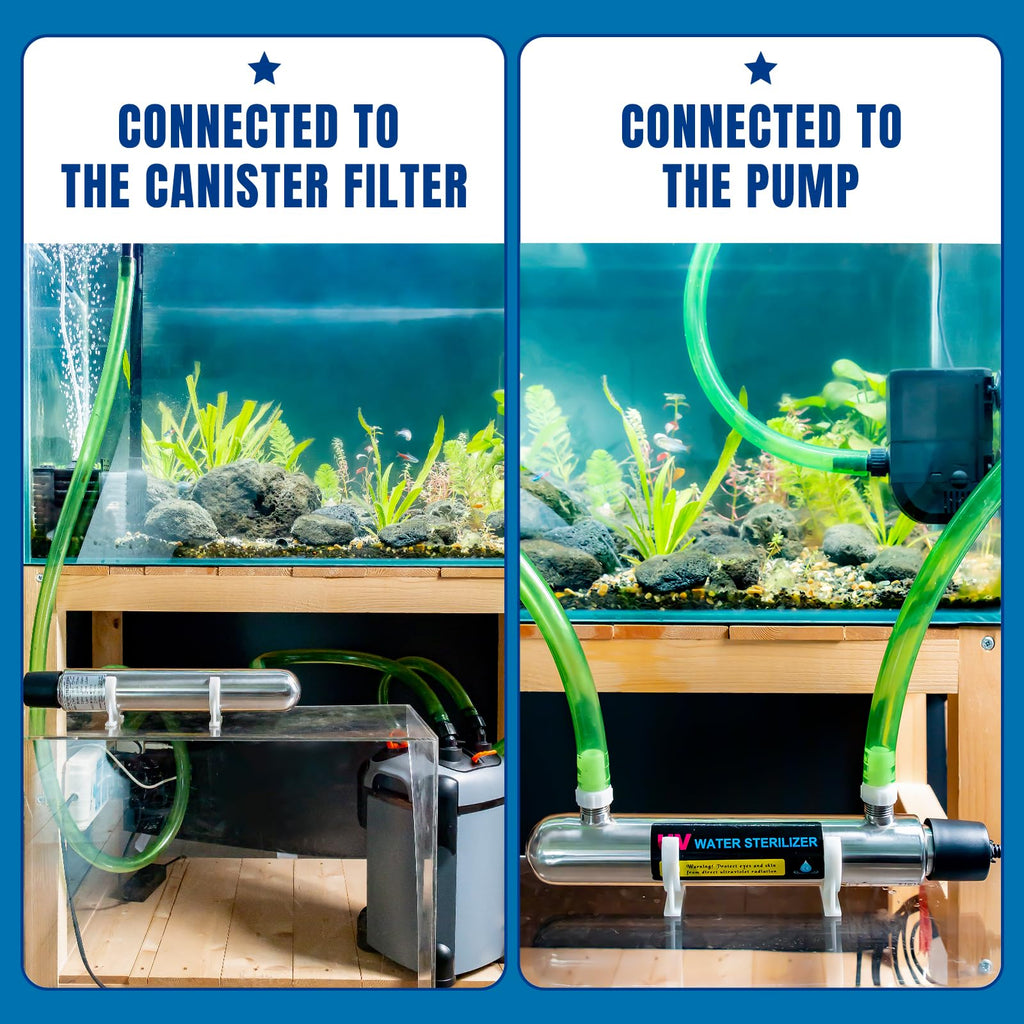 12W Stainless Steel Inline UV Light Clarifier for 500 Gallon Koi Pond