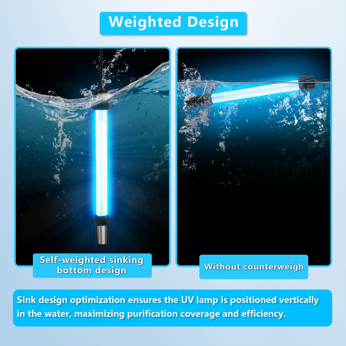 18W Aquarium UV Light for 100-1000 Gallon, UV Pond Water Clarifier for