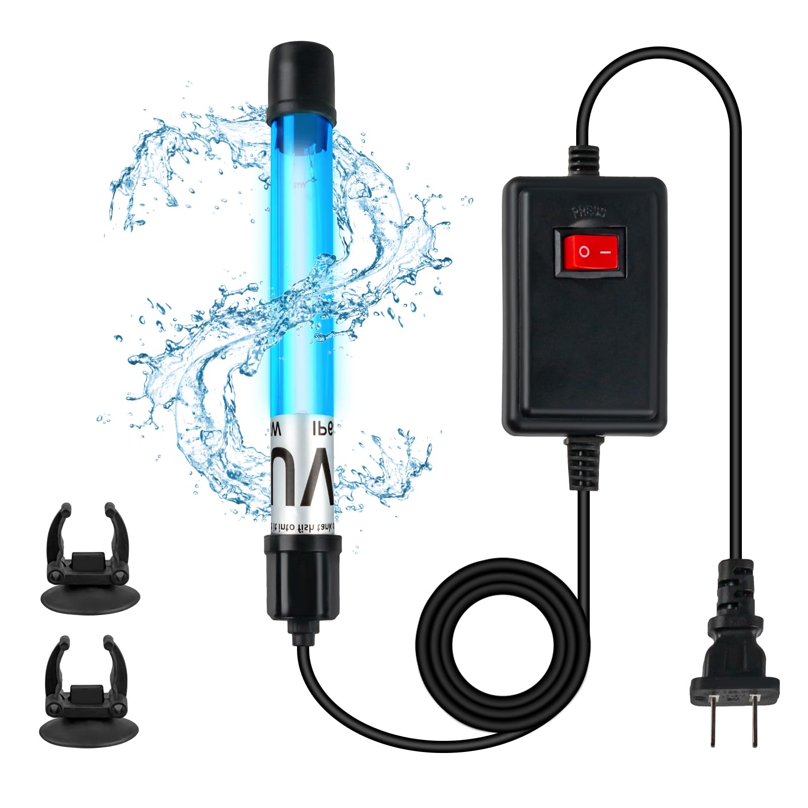 7W Aquarium UV Light for 20-100 Gallon Fish Tank Aquarium Light Algae