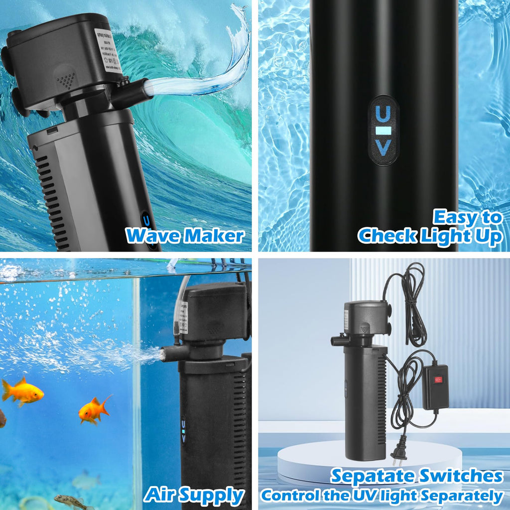 (With UV sterilization) TARARIUM H6F Aquarium Filter UV for 20-75 Gall